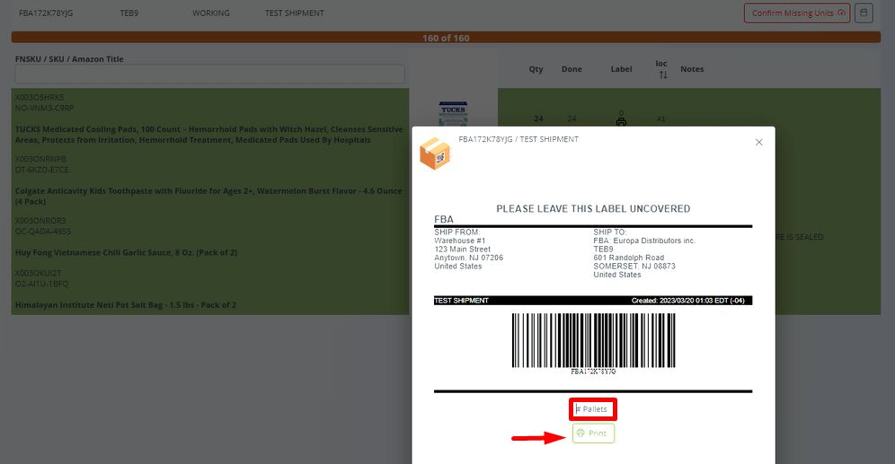 25. How to Print Pallet Labels – 2D Workflow